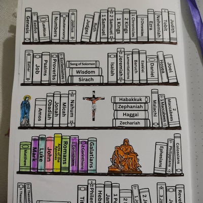 Catholic Bible Reading Coloring Tracker Bookshelf Style DIGITAL ...