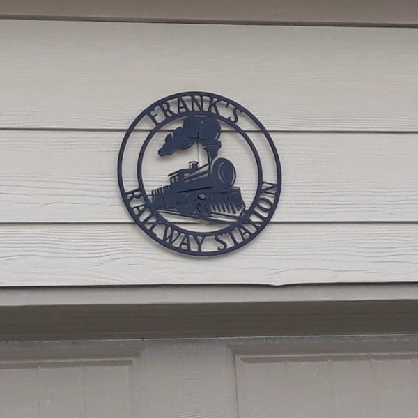 Personalized Railroad Metal Wall Sign , Custom Train Metal Wall Decor ...