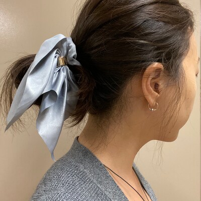 Sky Scrunchies Blue Long-tail Scrunchie Gray Scrunchie - Etsy