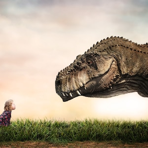 Smiling T-rex Tyrannosaurus Background / Dinosaur Backdrop for ...