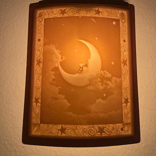 Moon Night Light - Porcelain Lithophane "man in the Moon" Clouds, Space ...