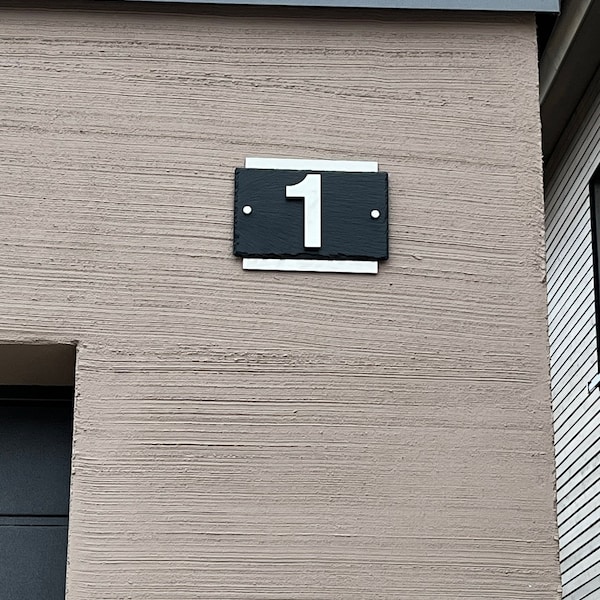Exclusive 3D House Number **small Single** Brushed Stainless Steel ...