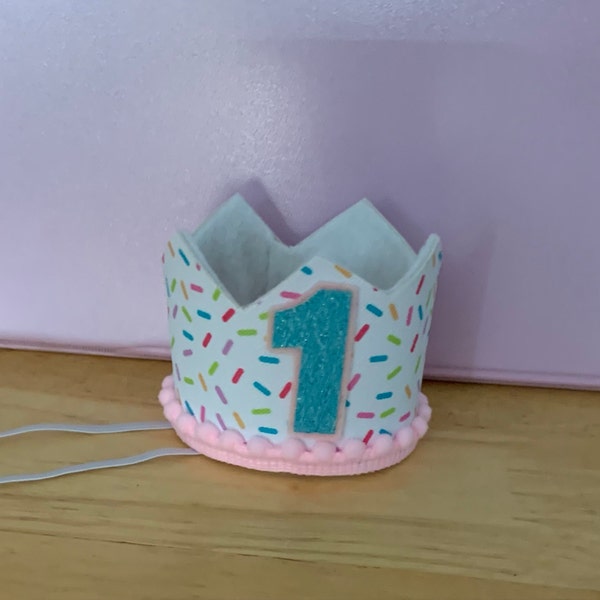 Sprinkle Mini Birthday Crown – Customizable Glitter Number, Pink Pom ...