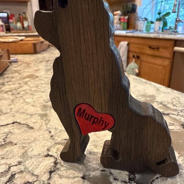 Rustic Oak Siberian Husky Sculpture: Handcrafted Wooden Dog Figurine ...