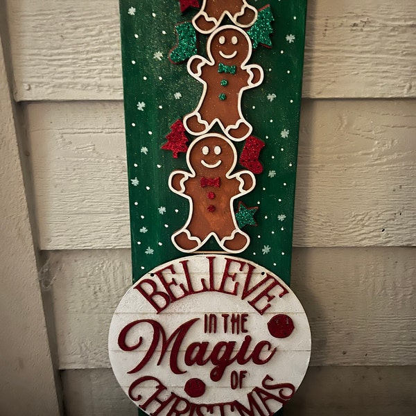 Christmas Gingerbread Man Stacked Sign DIY Wood Sign Unfinished Cut Out ...