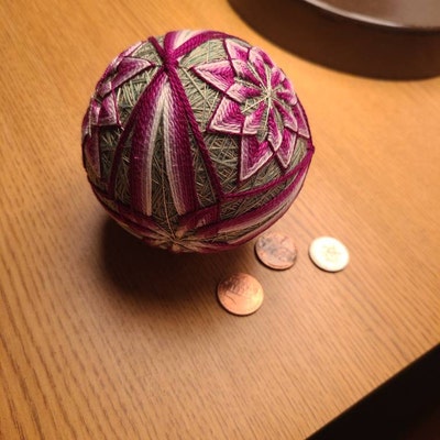 Japanese Temari Ball Handmade Geographic Design With a Whole Ball ...