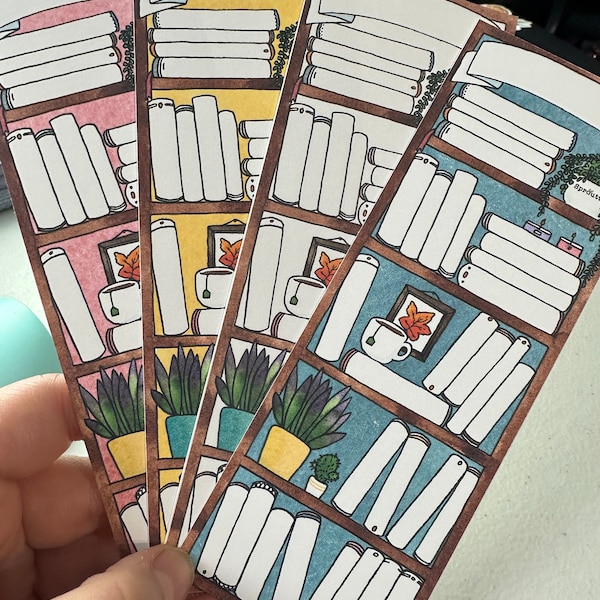 Bookshelf Bookmark | Reading Log Bookmark | 4 Colors | Reading Tracker ...
