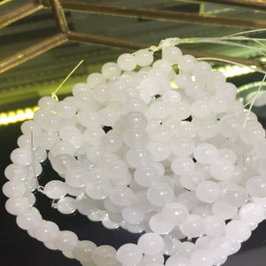 One Strand 8MM Quartz White Round Gemston Beads Snow Quartz | Etsy