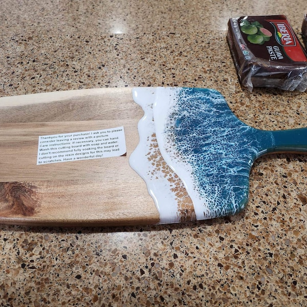 Ocean Surf Board, Bamboo Resin Cutting Board, Ocean Cheeseboard, Home ...