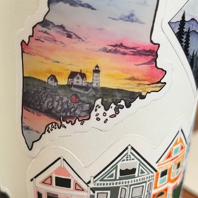 Vermont Sticker Vinyl Decal VT Bumper Sticker Blue Mountain Sunset ...