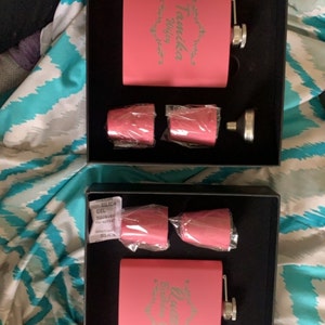Flask Sets for Bridesmaids, Personalized Pink Flask Set, Gifts for ...