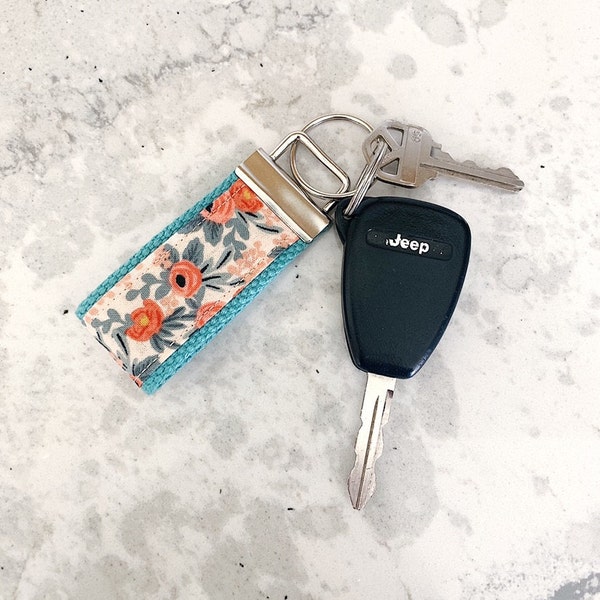 Rifle Paper Co Coral Floral Key Fob- Coral Key Fob - Etsy