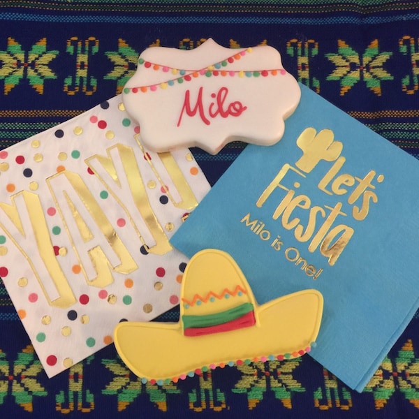 Fiesta Napkins for Wedding Personalized Cocktail Napkins Mexican Themed ...