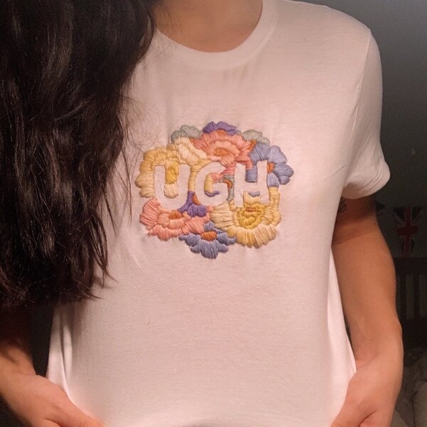 Digital Hand Embroidery Pattern Floral Pastel Ugh Design Digital PDF ...