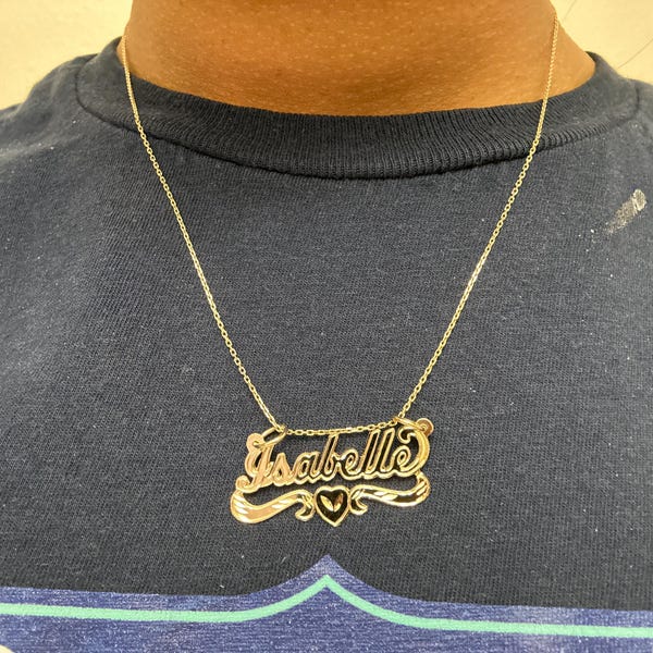 Mini Gold Underlined Heart Nameplate - 10K or 14K Solid Real Gold ...