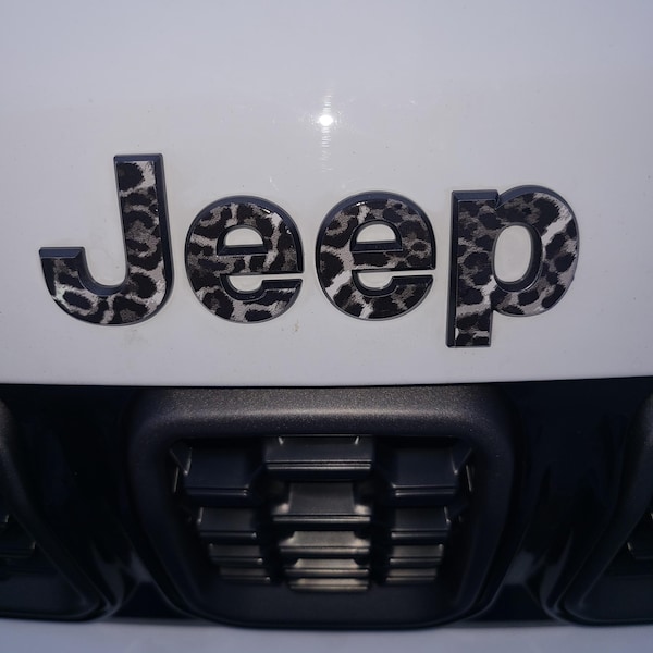 Jeep Emblem Overlay Decals - Grayscale Leopard Print - Etsy