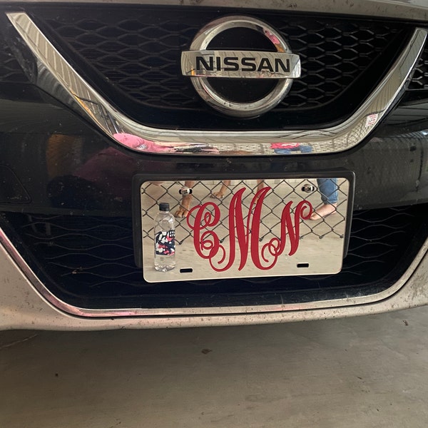 Monogram License Plate - Chrome, Monogram Car Tag, Chrome Monogram ...