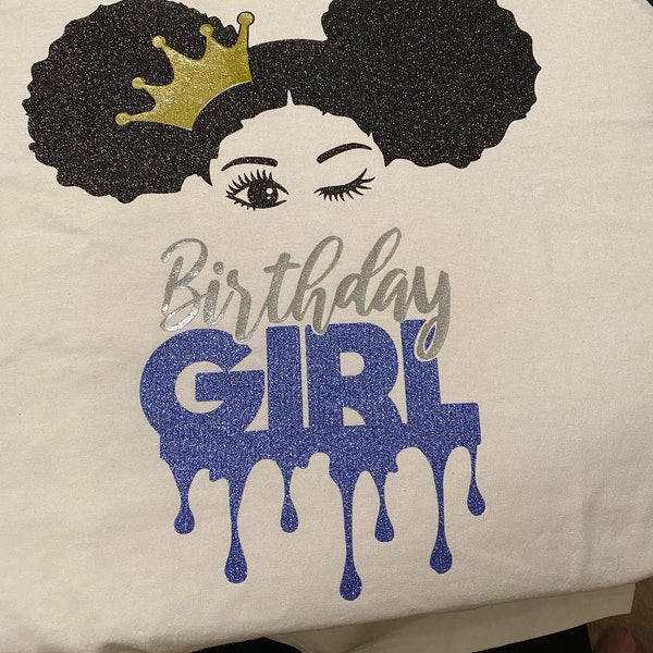 Black Princess Girl, Crown, Birthday Princess, Black Girl Svg, Puff ...