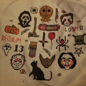 Horror Movie Scary Halloween Spooky Collage Cross Stitch Pattern ...