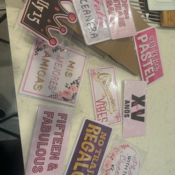 20 Designs, 10PCS Quinceanera Photobooth Props Quinceañera PVC Signs ...