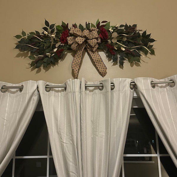 Over Door Swag, Beige Rose Swag, Wall Hanging, Year Round Home Swag ...