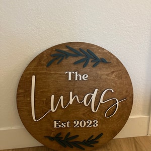 Round Last Name Sign, Round Wedding Sign, Established Sign, Wedding ...