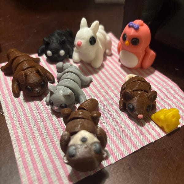 Mini Pocket Pets | 3D Printed Articulating Mini Baby Animals | Sensory ...