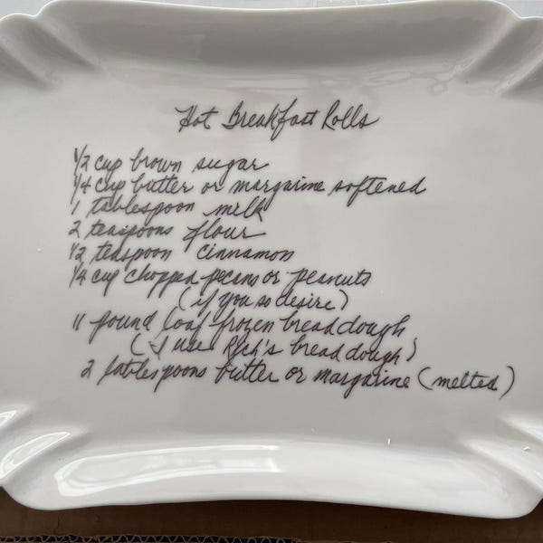 Personalized Ceramic Platter With Handles, Handwritten Recipe Keepsake ...