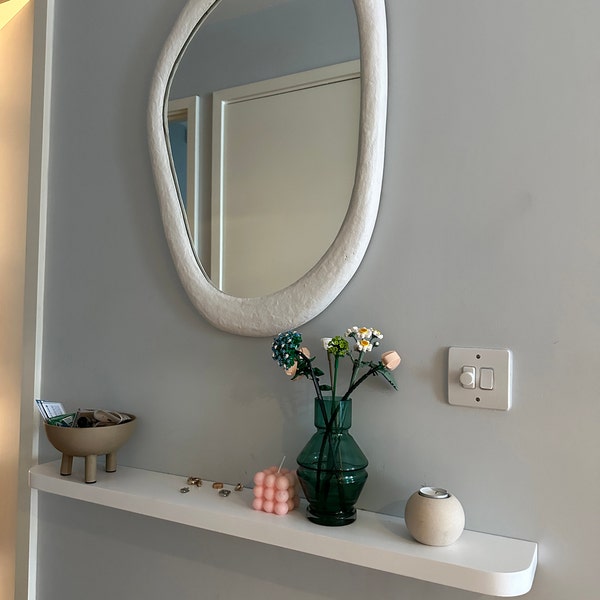 White Modern Curved Wood Floating Shelf, Custom Size Oval Floating ...