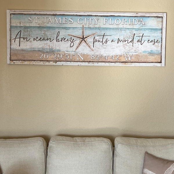 Coastal Decor Beach House Sign - Custom Family Name Beach Shell ...