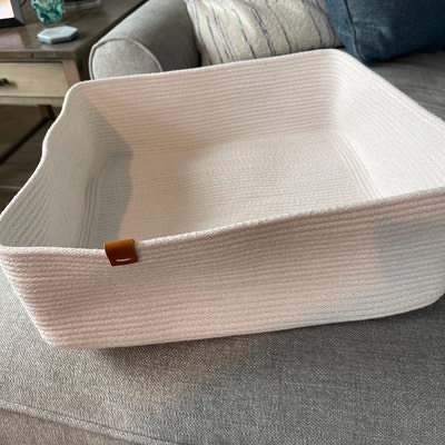 Cotton Rope Storage Basket With Lid, Rope Woven Organizer Basket With ...