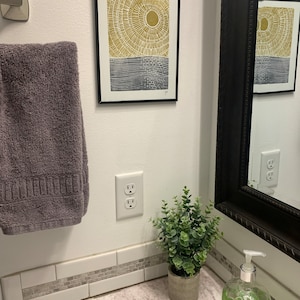 Linoleum Block Print Sunrise on the Mountains Minimal - Etsy