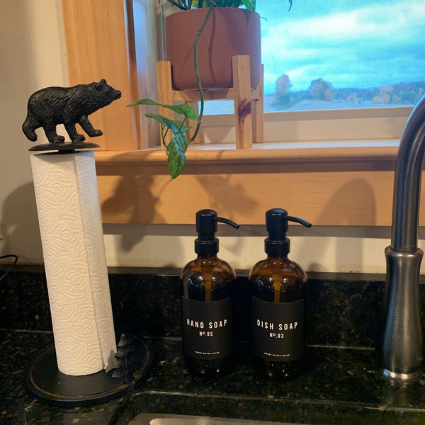 Black Labels for Dispensers | 3" Waterproof Soap Bottle Labels | Dish ...