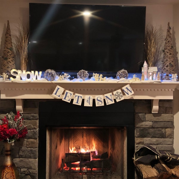 Let It Snow Banner, Let It Snow Sign, Winter Decorations, Christmas ...