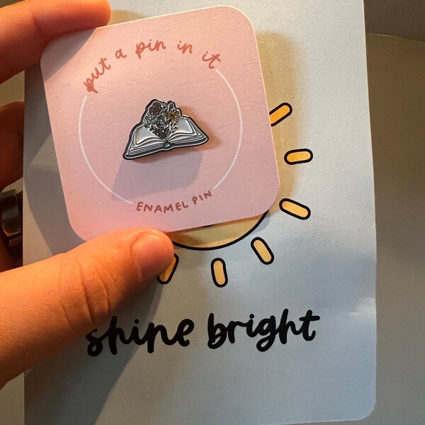 Floral Book Pin | Cute Book Enamel Pin | Floral Accessories for Women ...