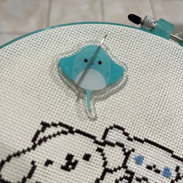 Kawaii 3D Blue Alien Inspired Stitch Stopper Knitting Needles Point ...