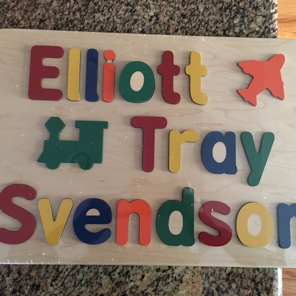 Wooden Name Puzzle for Three Names - Custom Personalized - Birthday ...