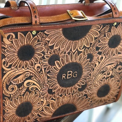Available for Custom Order. All Leather Sunflower Purse With Outside ...