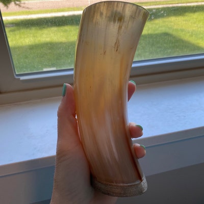 Ox Horn Viking Drinking Mug Cups With Natural Finish Ale Beer Wine ...