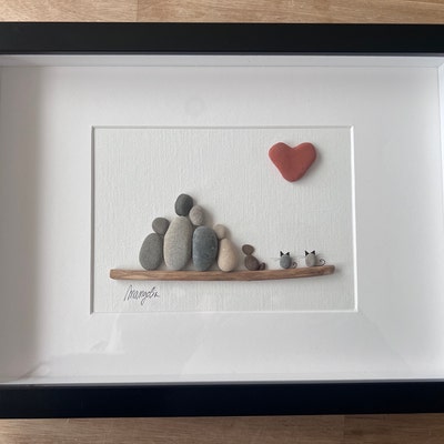 Pebble Art Family of 4, Pebble Art Picture, Pebble Art Family of Four ...