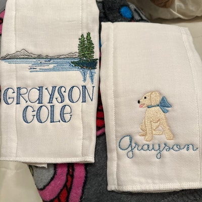 Monogrammed Simple Bow Burp Cloth or Bib - Etsy