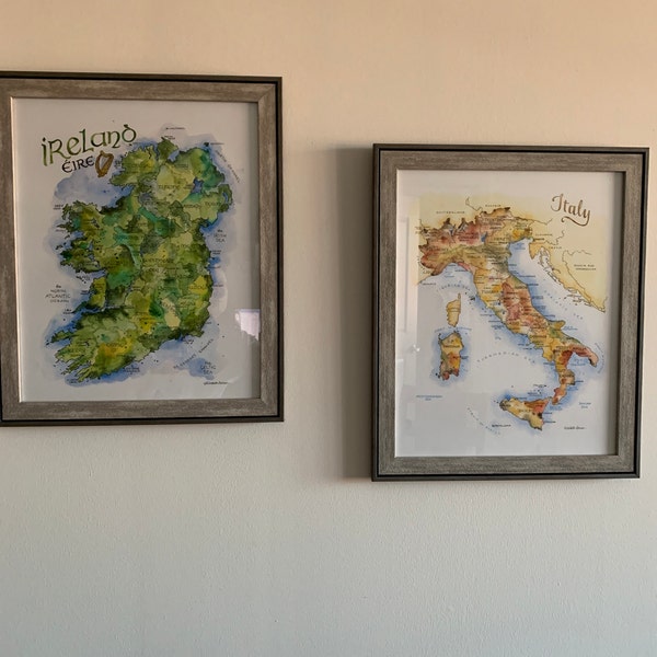 Ireland Map Watercolor Illustration Country of Ireland Irish County ...