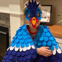Blue Hornbill Costume Set / Felt Mask and Flappable Wings / Fly Like a ...