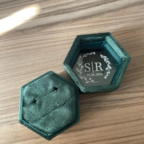 Personalized Velvet Ring Box, Wedding Ring Box, Engagement Ring Box ...
