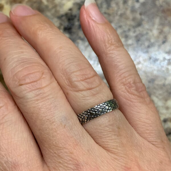 Silver Snake Ring Dragonscale Ring Dragon Scale Ring Snakeskin Ring ...