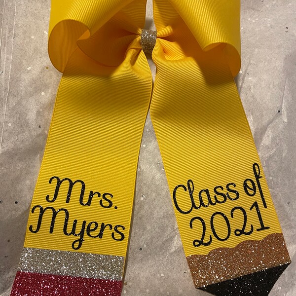 Graduation Bow, Grad Bow, Teacher Graduation Bow, Pencil Hair Bow, Big ...