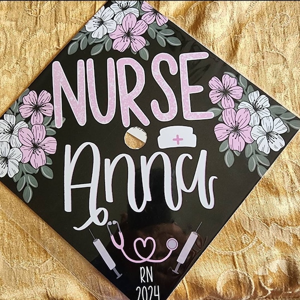 Custom "cherry Blossom Bsn" Graduation Cap Topper, Nursing Graduation ...