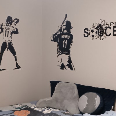 Baseball Wall Decal Custom Name Baseball Wall Decor Wall Art Baseball ...