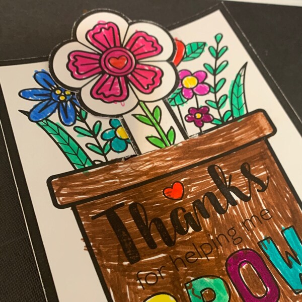 Coloring Teacher Appreciation Week Card INSTANT DOWNLOAD Flower Pot ...