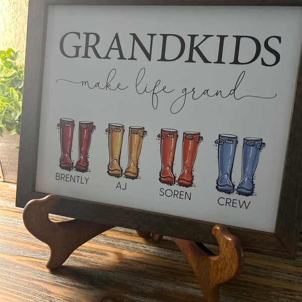 Grandkids Make Life Grand Wooden Sign, Custom Grandchildren Sign ...